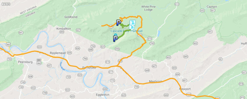 Cascade Falls - 3D Map, Photos and Directions -Virginia - Let's See America